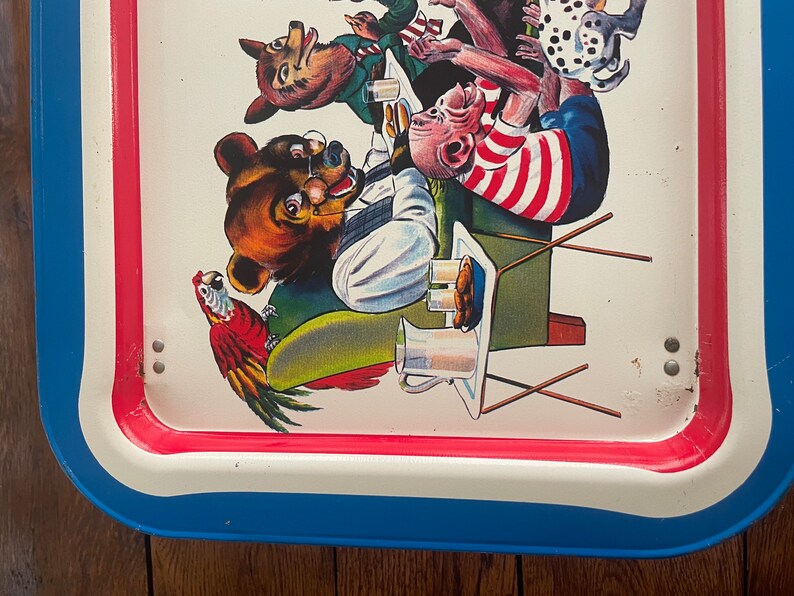 1950's Metal Tray of Animals Watching Clown on TV, Children's TV Dinner ...