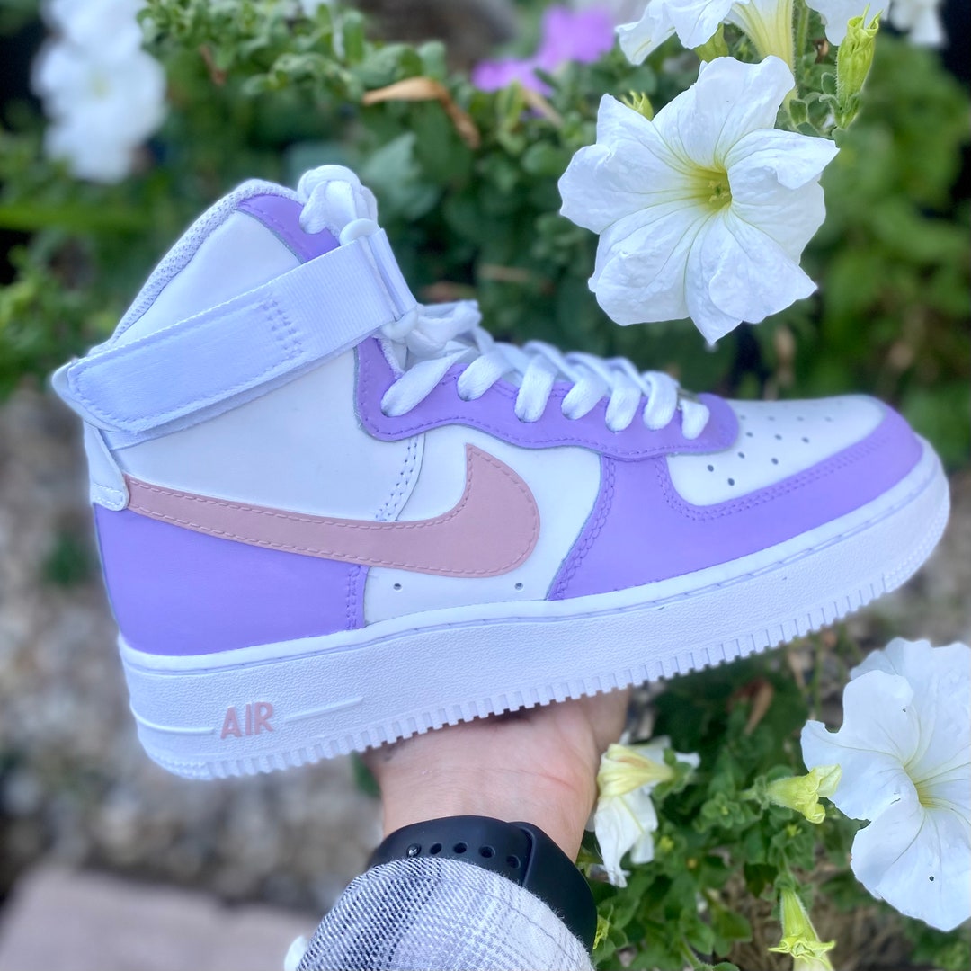 Custom Painted Air Forces 1 Purple and Pink All Over Custom Hand ...