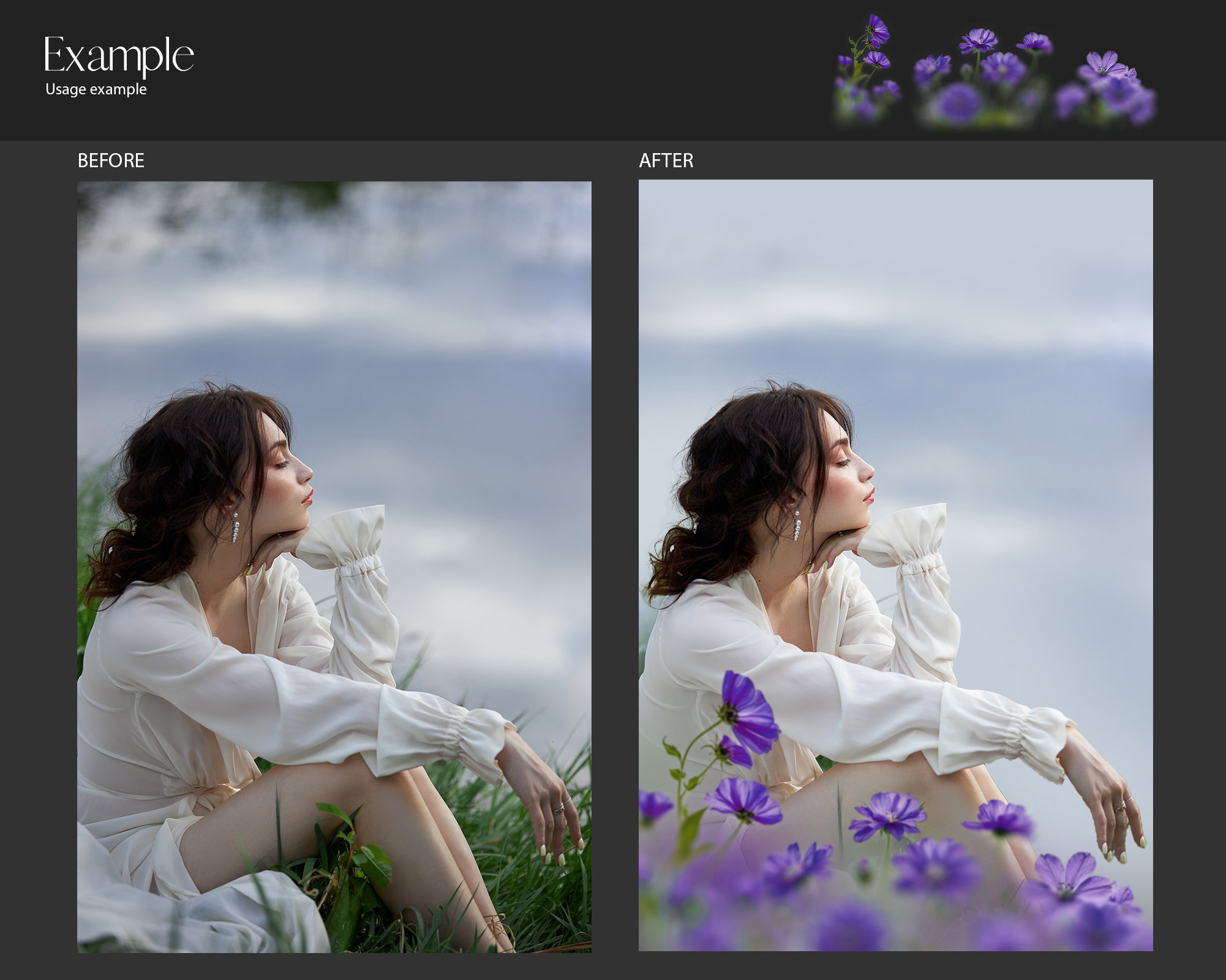 Purple Wild Flowers Photo Overlays, Wildflowers Clipart, 20 PNG Files ...