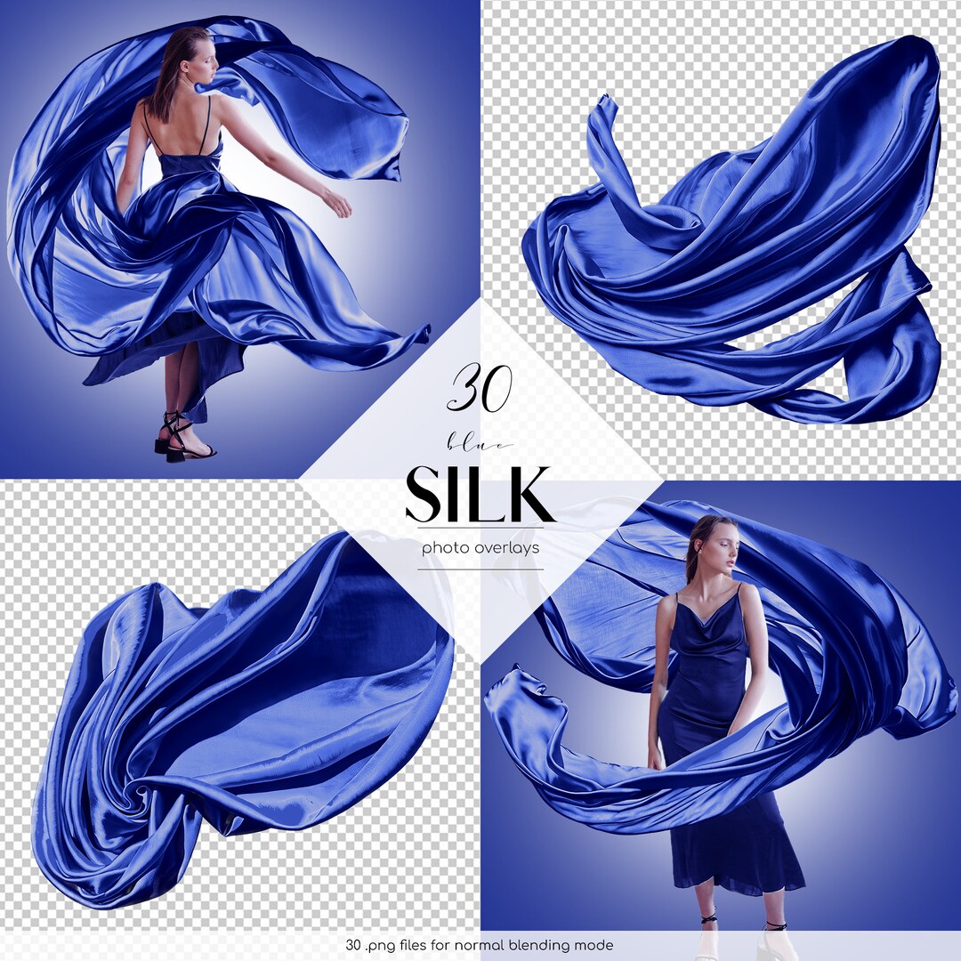 Navy Blue Silk Fabric Overlays: Flowing Textile PNG (digital Download ...