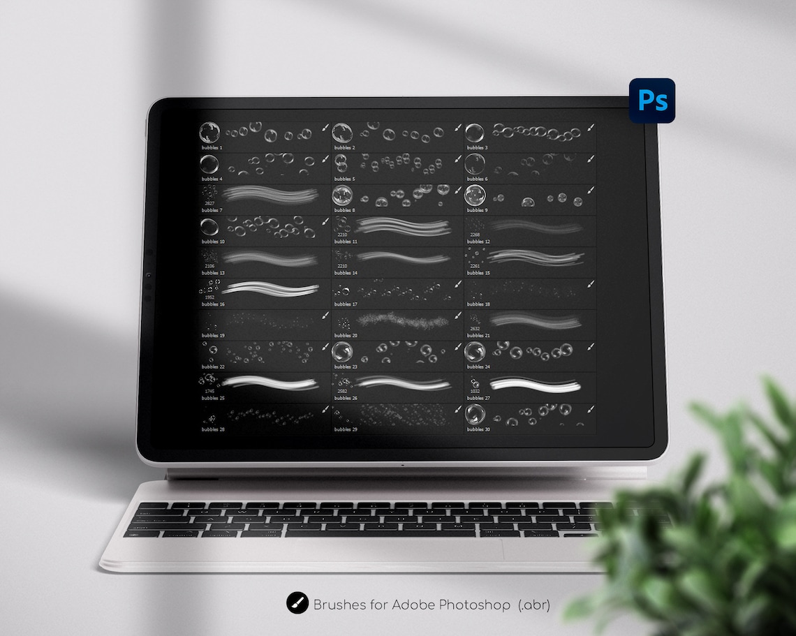 30 Soap Bubbles Photoshop Brushes .ABR, Realistic Brushes Addon, Water ...