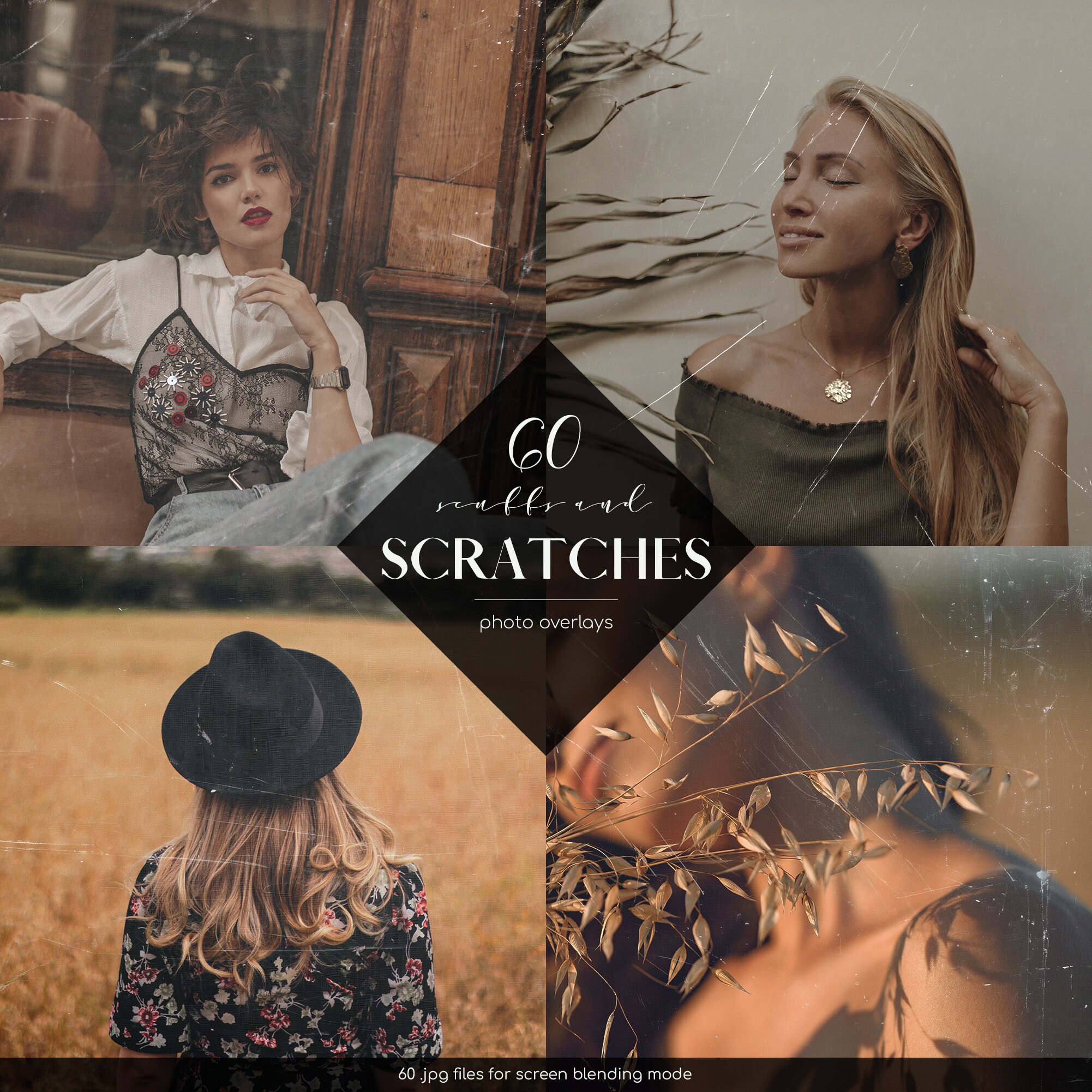 Scuffs & Scratches Photo Overlays, 60 JPG Files, Vintage Film Dust ...