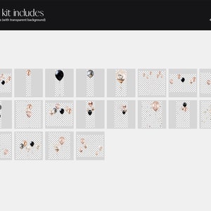 Rose Gold Balloons and Confetti Overlays, Birthday Overlays, 20 PNG ...