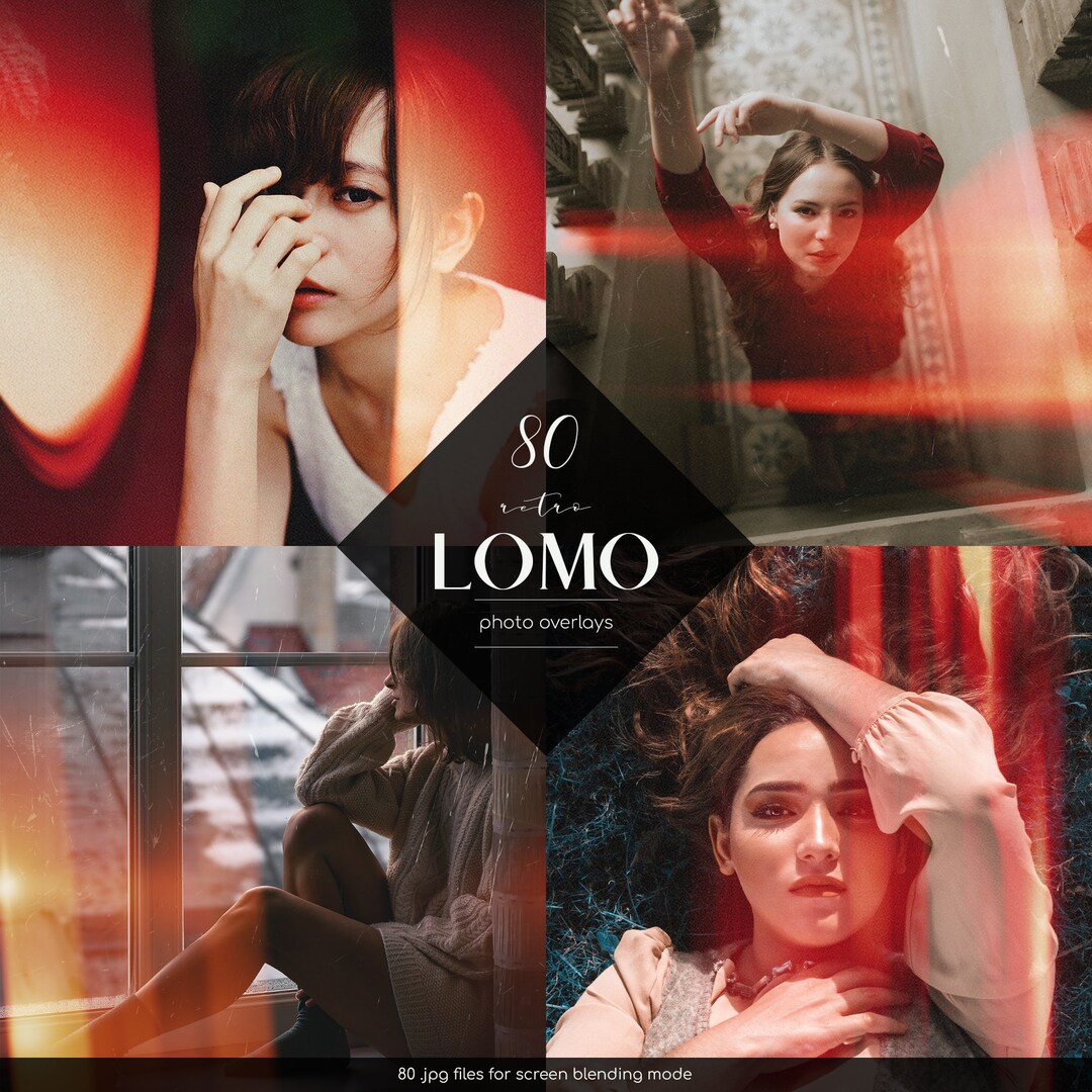 Lomo Photo Overlays, Lo-fi Effect, Retro Film Textures, 80 JPG Files ...