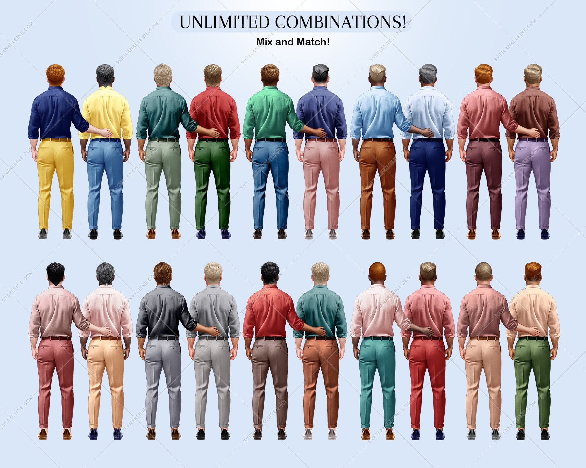 Elegant Men Clipart: Wedding Portrait Creator (PNG Digital Download) - Etsy