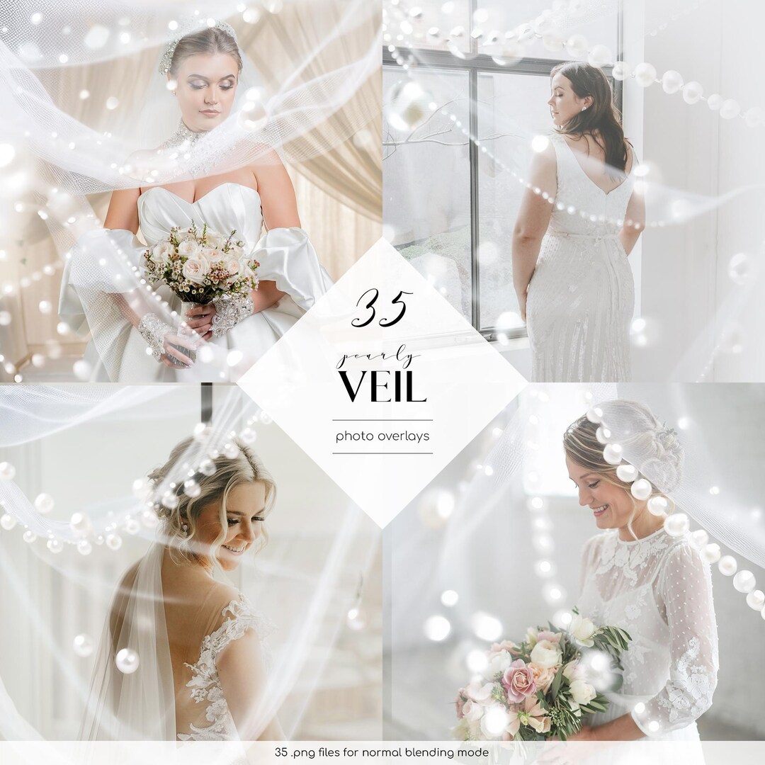 Pearly Veil Photo Overlays, Wedding Clipart, White Veil Photo Effect ...