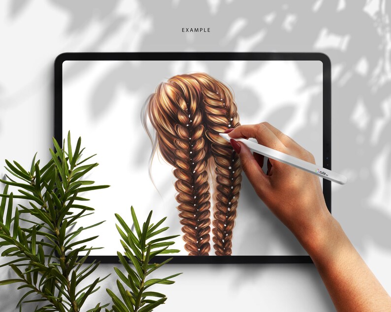 35 Procreate Braided Hair Brushes: Hairstyles Brushset (commercial Use ...