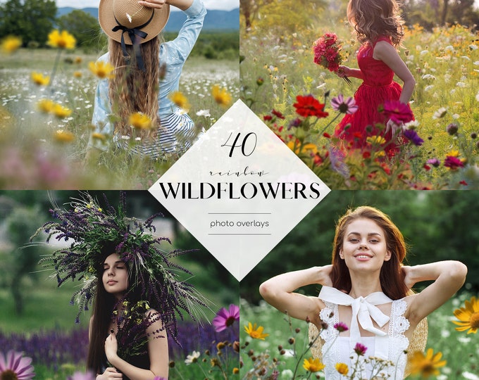 Flower Glade Photoshop Overlays, Flowering Field Photo Overlays ...