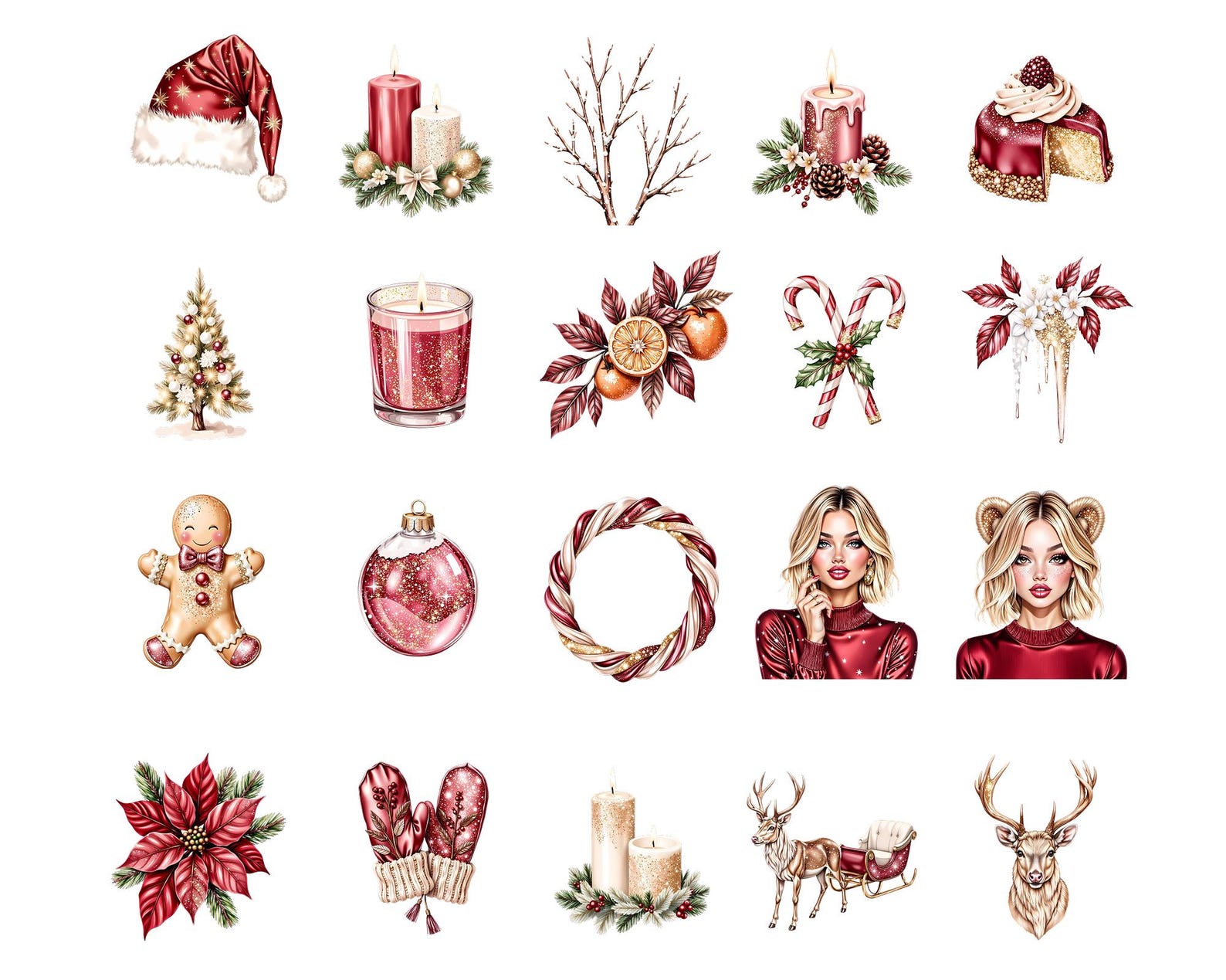 Sparkle Christmas Clipart, Cozy Holiday Decor, Cute Winter Characters ...