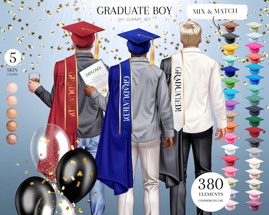 Graduate Boy Clipart, Graduation Men PNG, Students Clip Art, Schoolboys ...