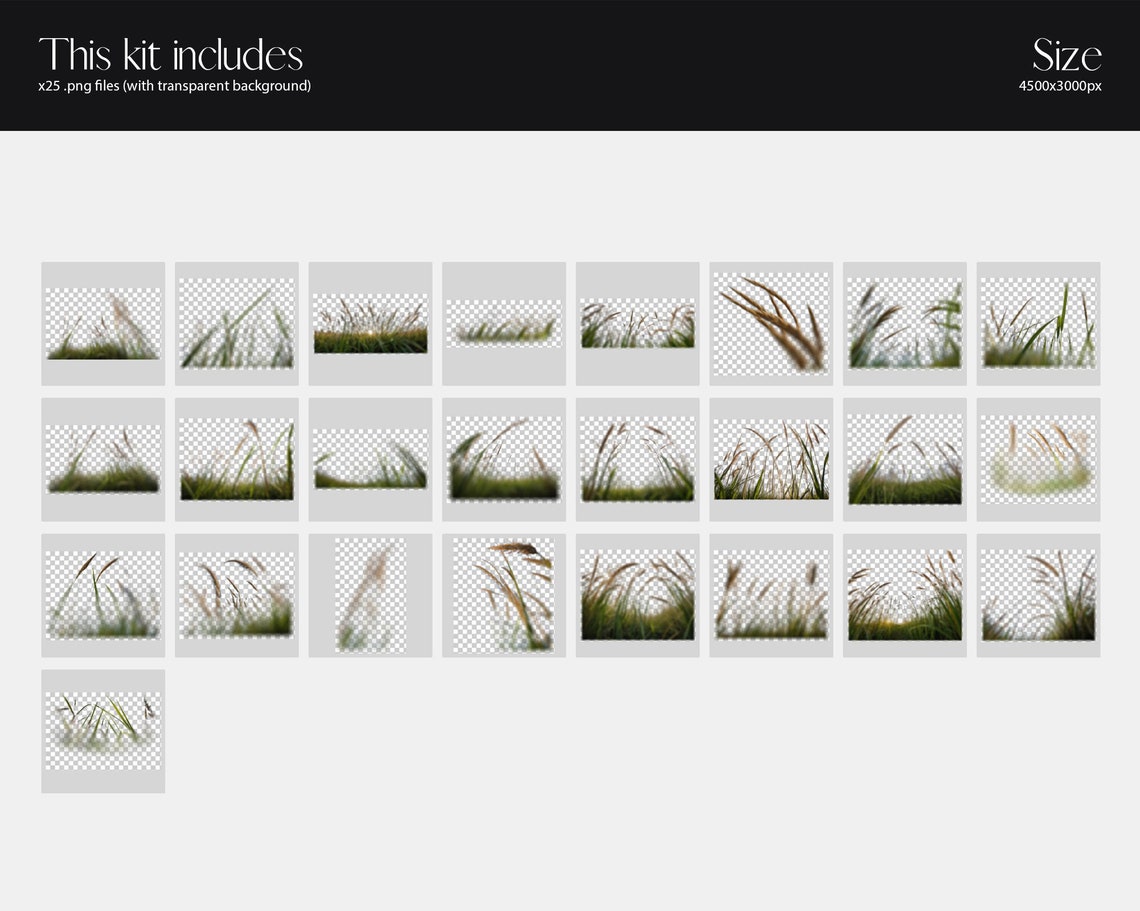 Grass Photo Overlays, Grass Clipart, 25 PNG Files, Summer Photoshop ...