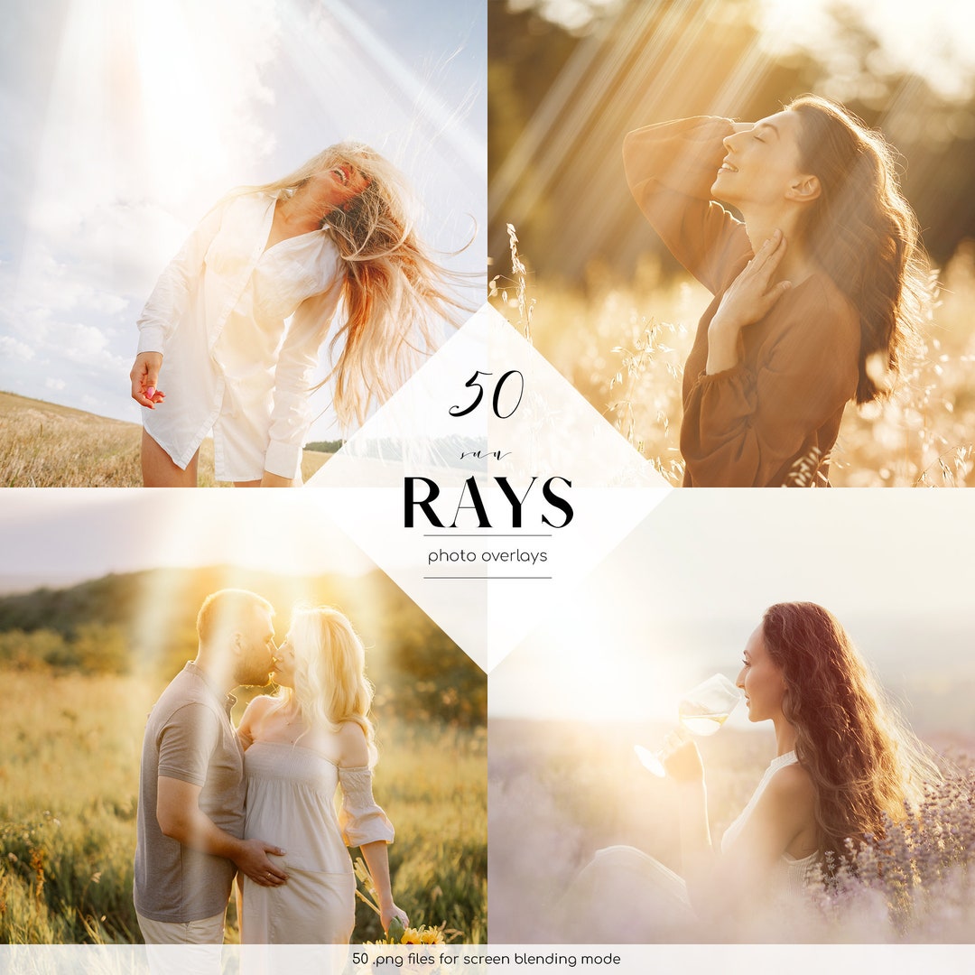 50 Warm Sun Rays Photo Overlays, Sun Light Clipart, Sunshine Overlay ...