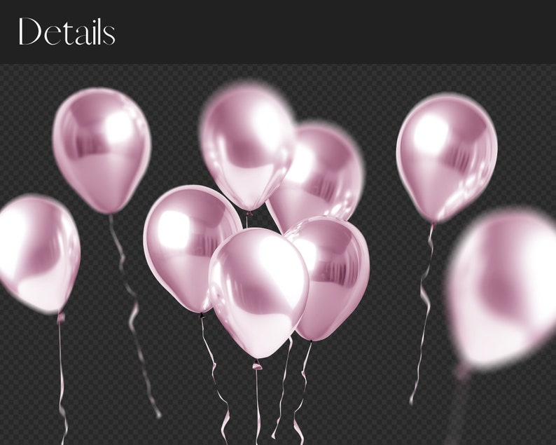 Pink Balloons Photo Overlays, 30 PNG Files, Balloons Digital Backdrop ...