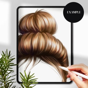 50 Procreate Hair Stamps Brushes: Hairstyles .brushset (commercial Use ...