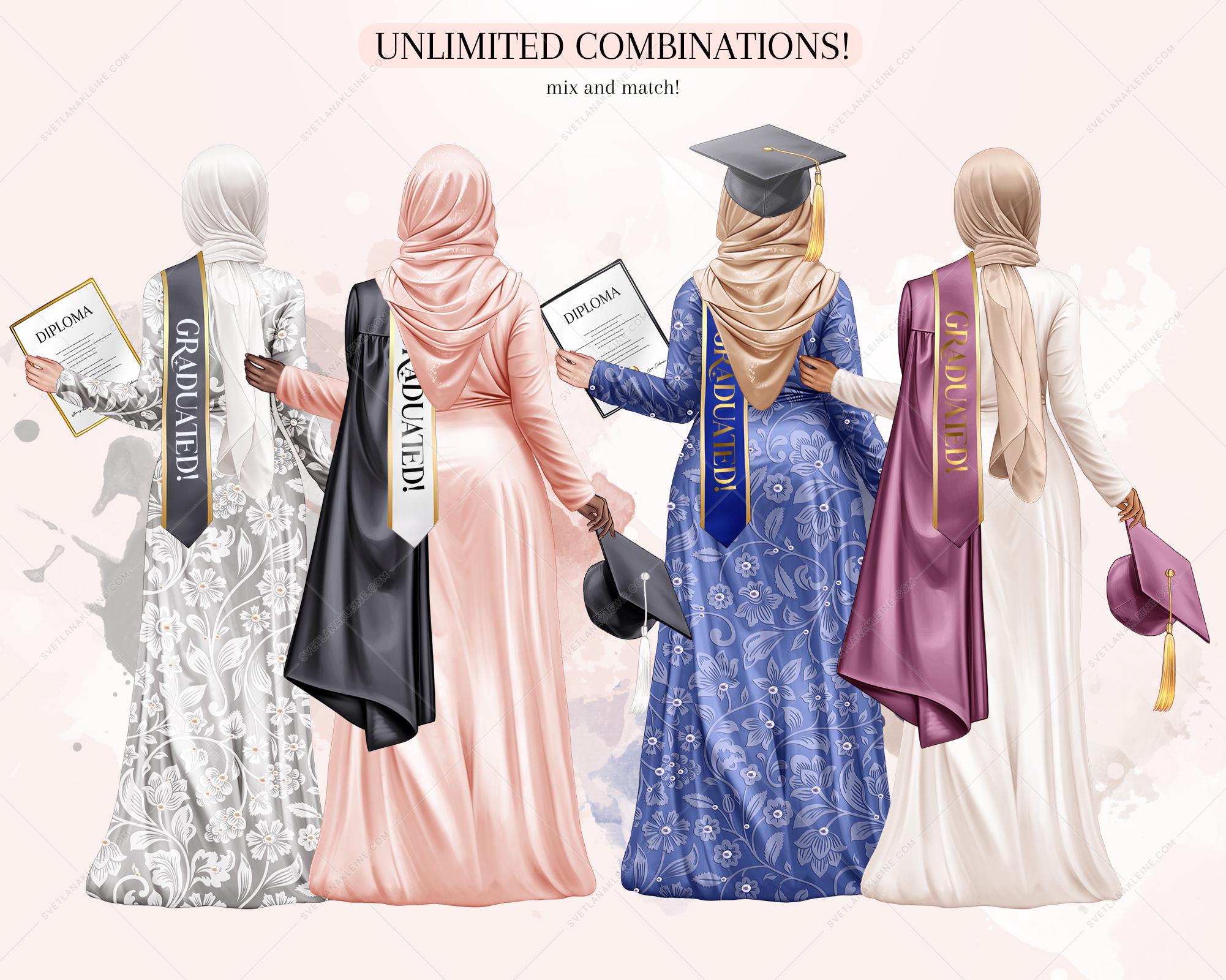 Graduate Muslim Girl Clipart, Graduation Woman PNG, Muslim Students ...