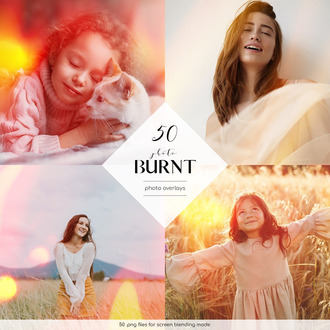 Burnt Effect Photo Overlays, Lomo Lo-fi Clipart, Sunshine Overlay, 50 ...