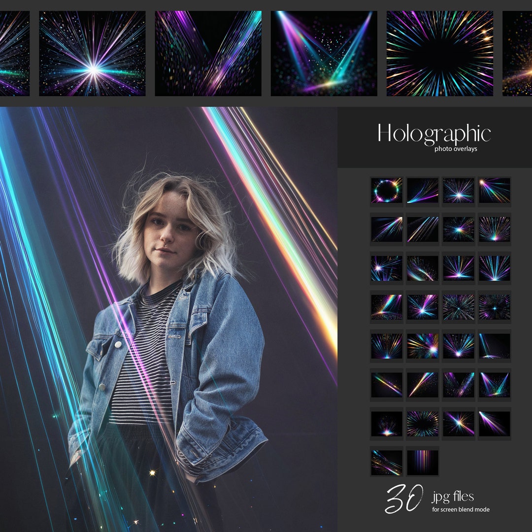 Holographic Light Photo Overlays, 30 JPG Files, Holography Photo ...