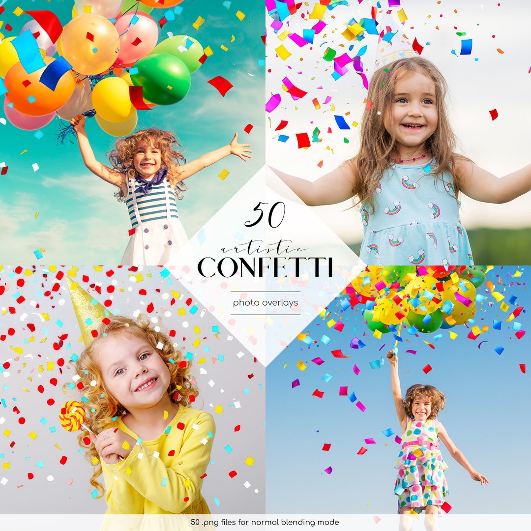 Rainbow Confetti Clipart, 50 PNG Files, Rainbow Confetti Photo Overlays ...