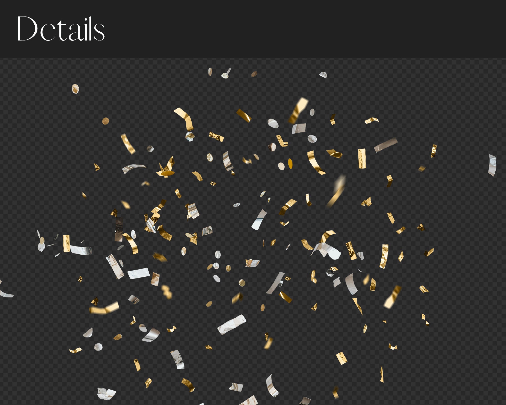 Realistic Confetti Overlays, Silver and Gold, 40 PNG Files, Confetti ...