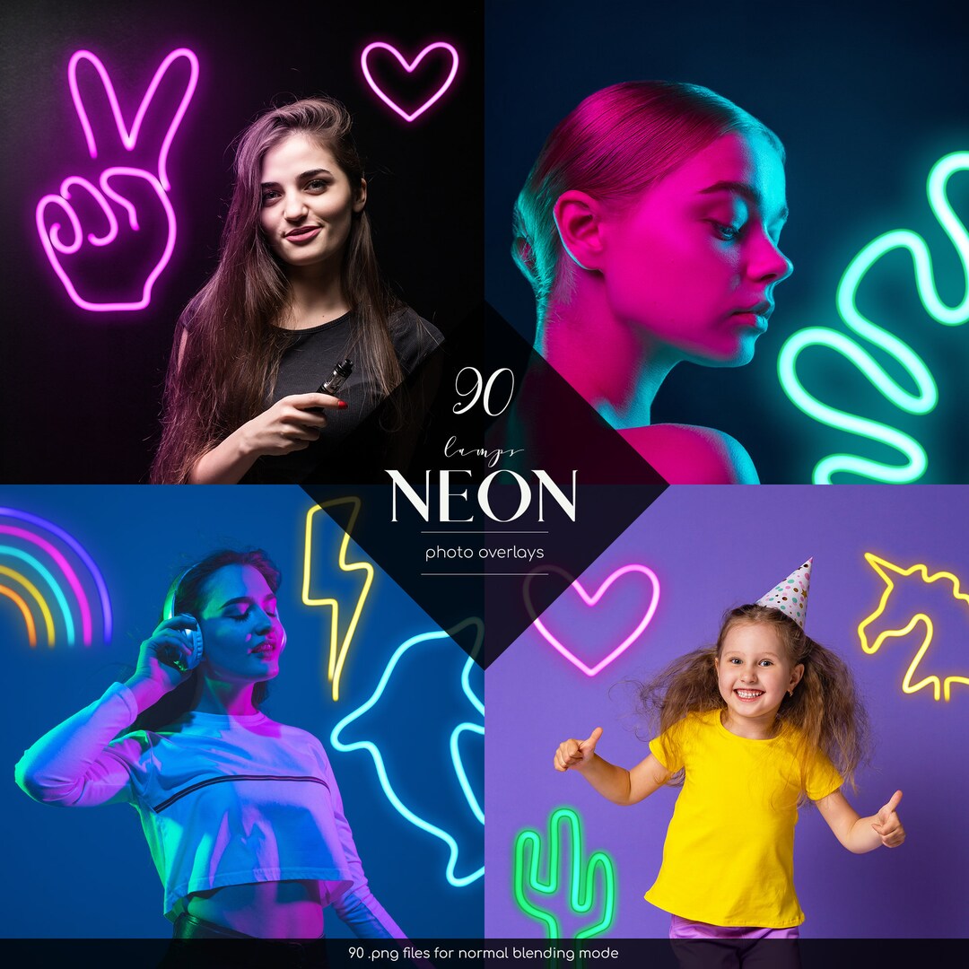 Neon Lamps Photo Overlays, Neon Clipart, Glow Light Clipart, Creative ...
