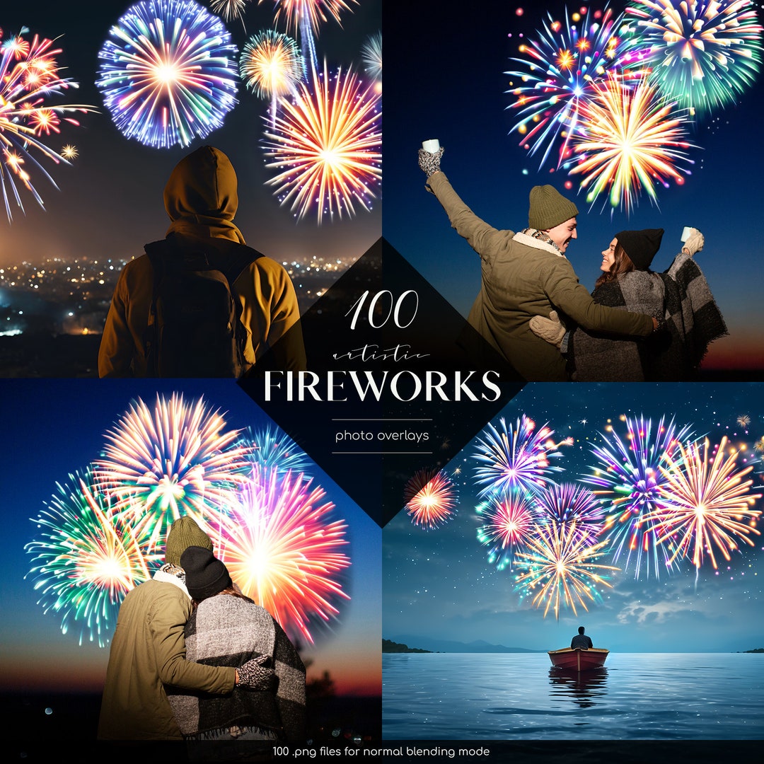 Artistic Fireworks Photo Overlays, 100 PNG Files, Fireworks Overlay ...
