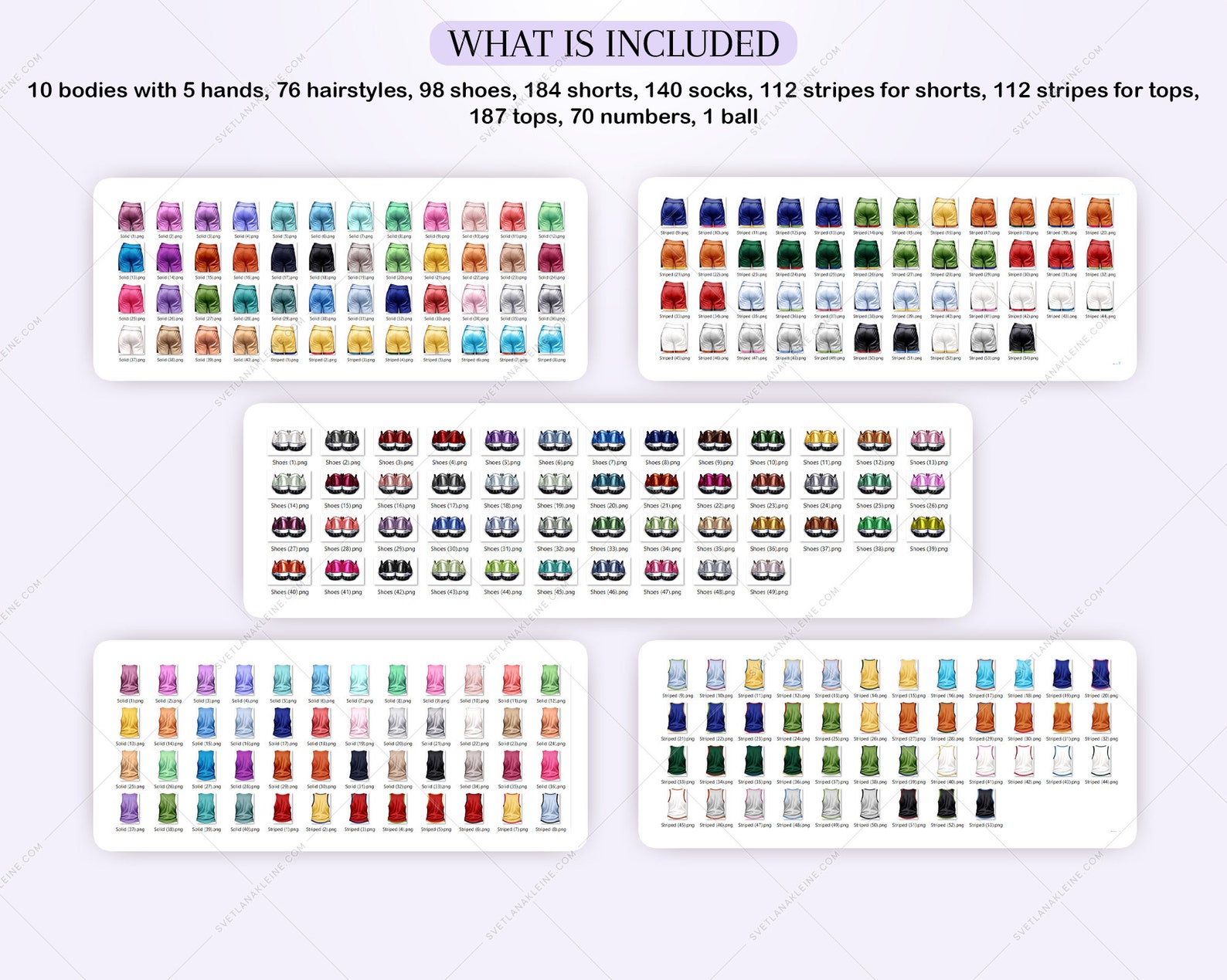 Basketball Couple Clipart, 996 Elements, 5 Skin Colors, Custom Clipart ...