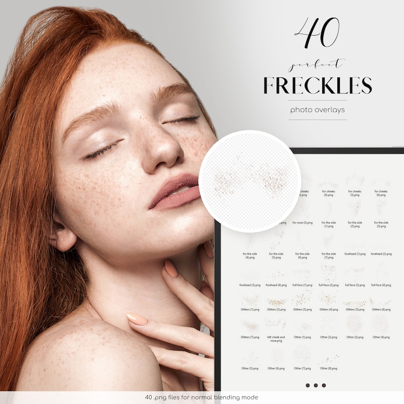Realistic Freckles Photo Overlays: 40 PNG Makeup Clipart (digital ...