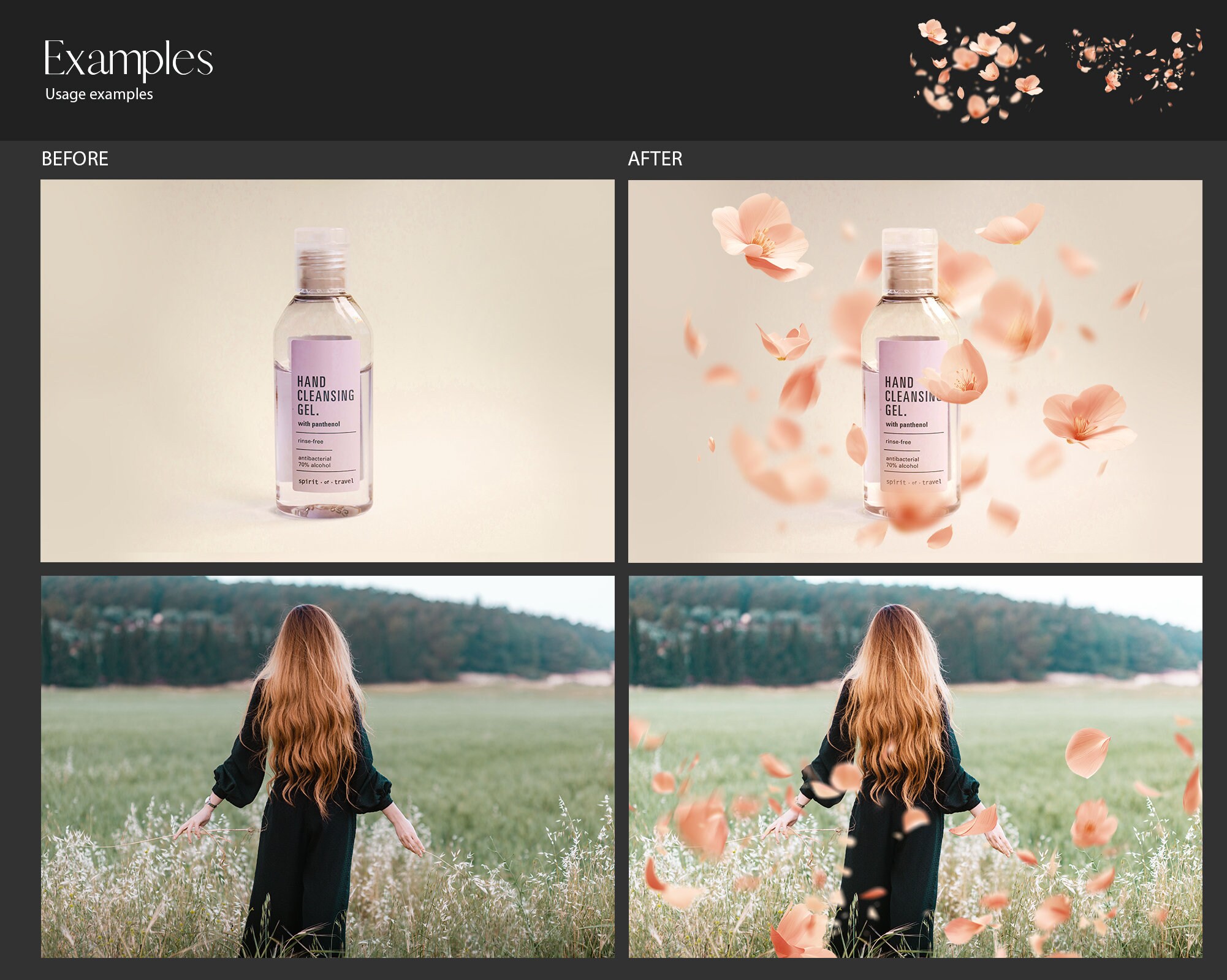 Peach Petals Photo Overlays: 40 PNG Floral Effects (commercial Use) - Etsy