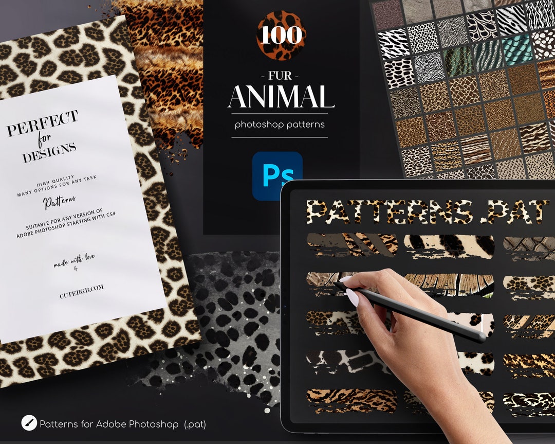 100 Animal Fur Photoshop Patterns: Seamless .PAT Addon (commercial Use ...