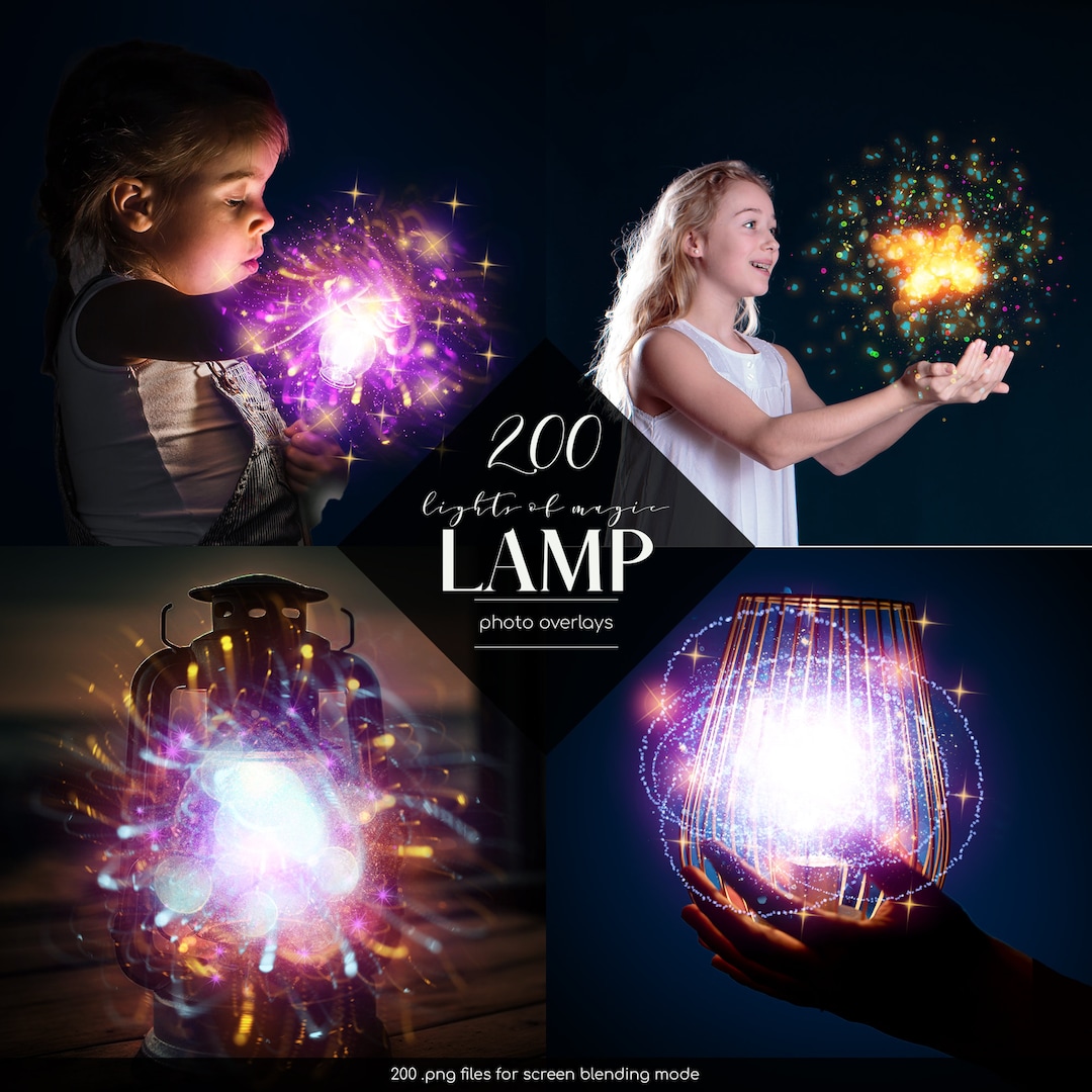 Magic Lamp Light Photo Overlays, 200 JPG Files, Lamp Glow Photo Effect ...