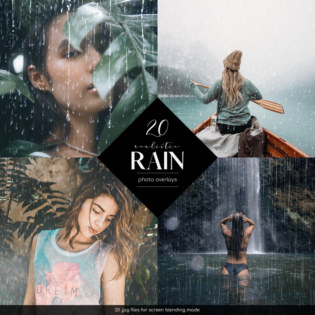 Realistic Rain Photo Overlays, 20 JPG Files, Nature Photo Effects, Free ...
