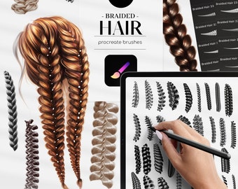 35 Procreate Braided Hair Brushes: Hairstyles Brushset (commercial Use ...