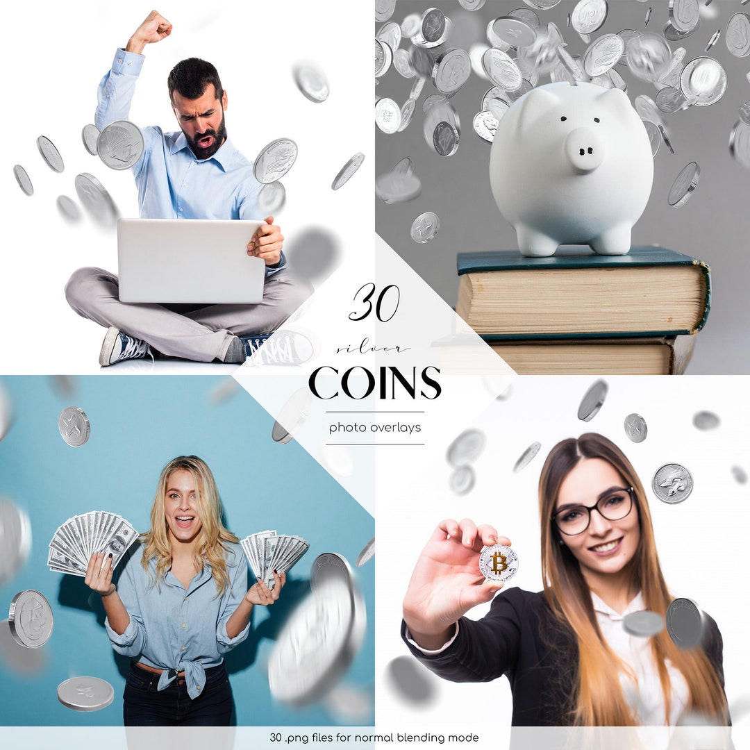 Silver Coins Overlays, 30 PNG Files, Silver Coins Clip Art, Money ...