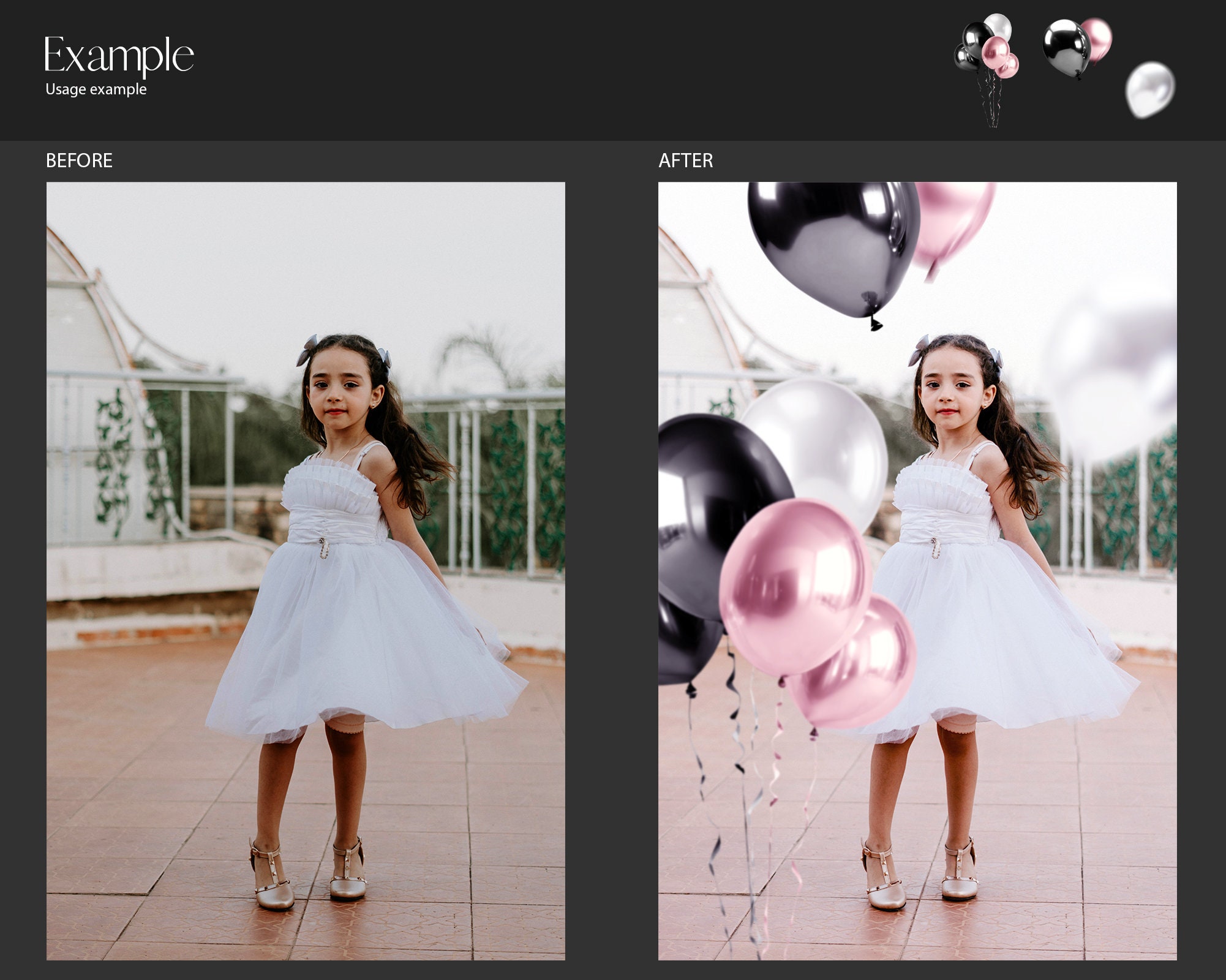Black and Pink Balloons Photo Overlays, 30 PNG Files, Girly Balloons ...