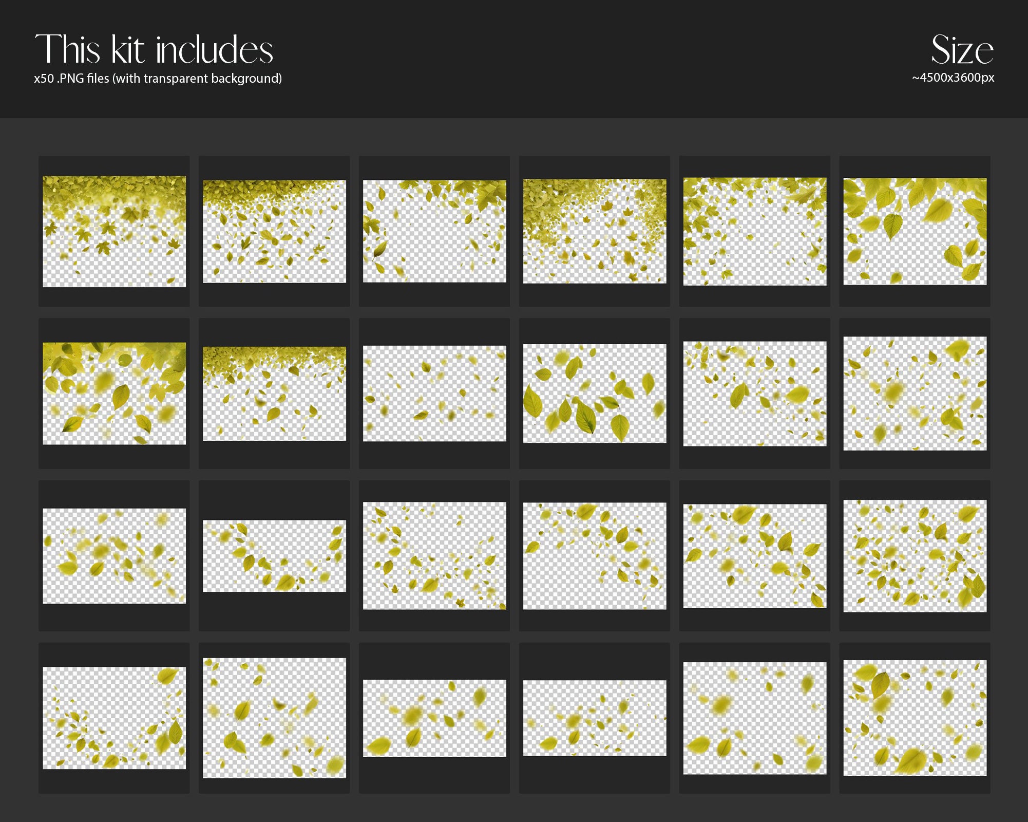 Yellow Leaves Photo Overlays: 50 PNG Autumn Effects (commercial Use) - Etsy