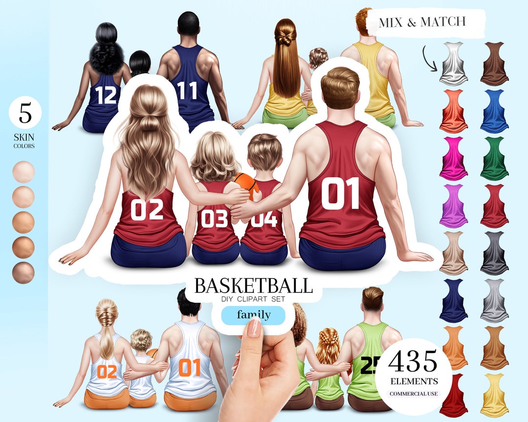 Sitting Basketball Family Clipart, Sport Family Clipart, Basketball ...