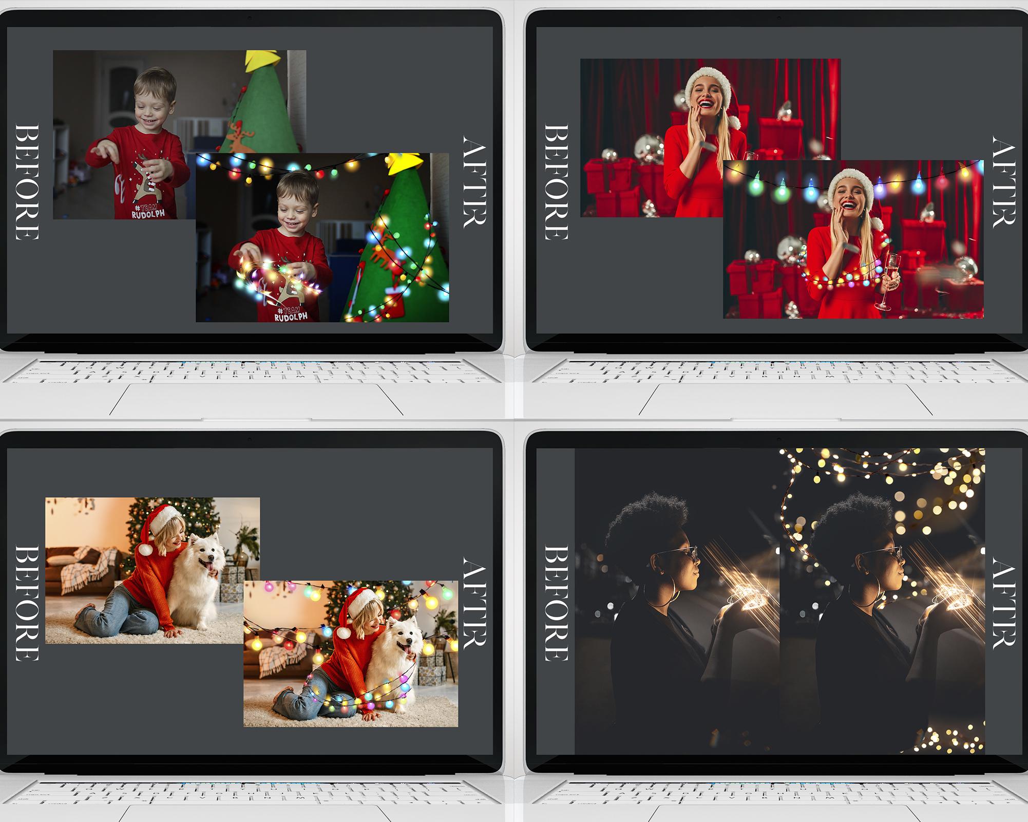 450+ Christmas Overlays Bundle | Sparkler Lights, Bokeh, Confetti ...