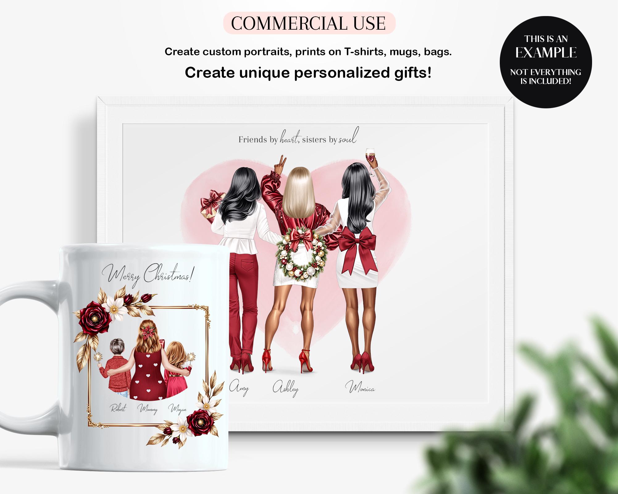Xmas People Clipart Set – Portrait Creator, Premade Family & Holiday ...