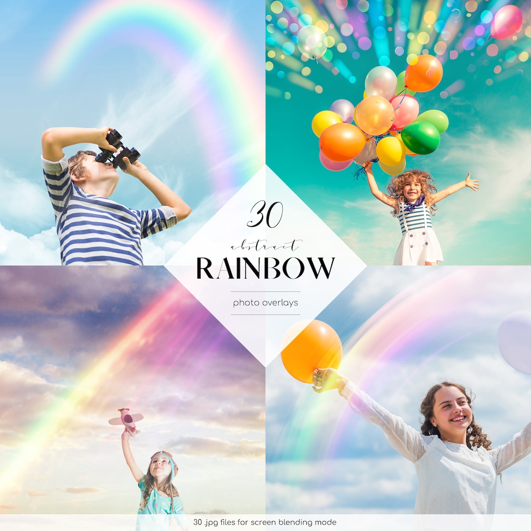 Rainbow Photo Overlays, 30 JPG Files, Realistic Rainbow Photoshop ...