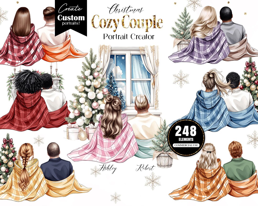 Christmas Cozy Couple Portrait Creator – Premade Characters, Holiday ...