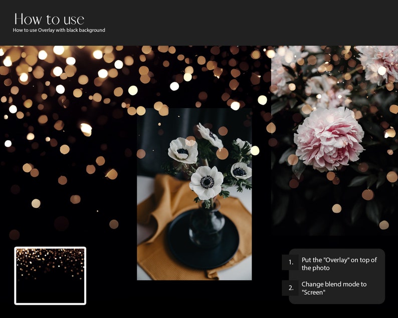 Rose Gold Sparkle Lines Photo Overlays, 30 JPG Files, Sparkle Bokeh ...