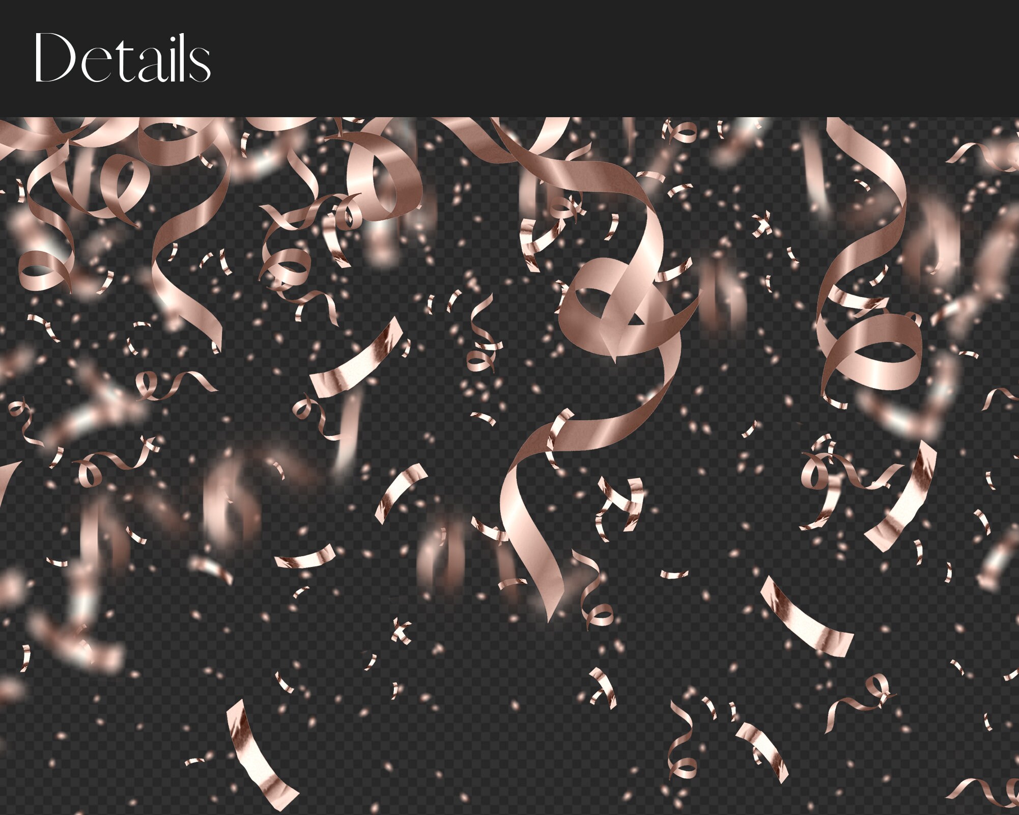 Rose Gold Confetti Overlays, 50 PNG Files, Rose Gold Confetti Clip Art ...