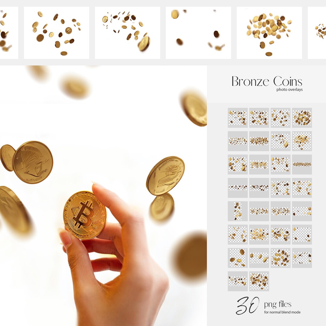Bronze Coins Overlays, 30 PNG Files, Bronze Coins Clip Art, Money ...