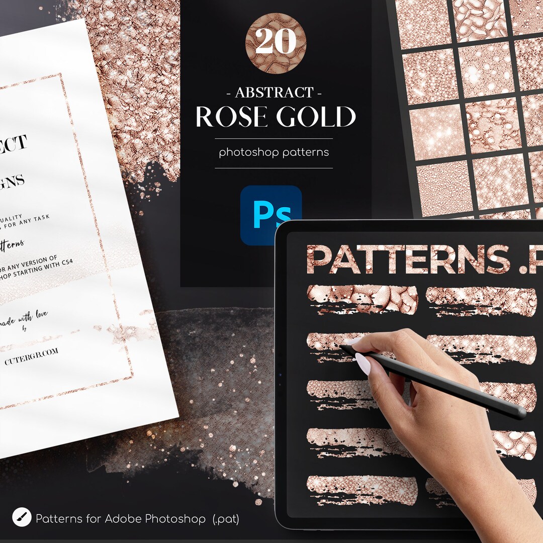 20 Abstract Rose Gold Photoshop Patterns .PAT, Sparkle Metallic ...