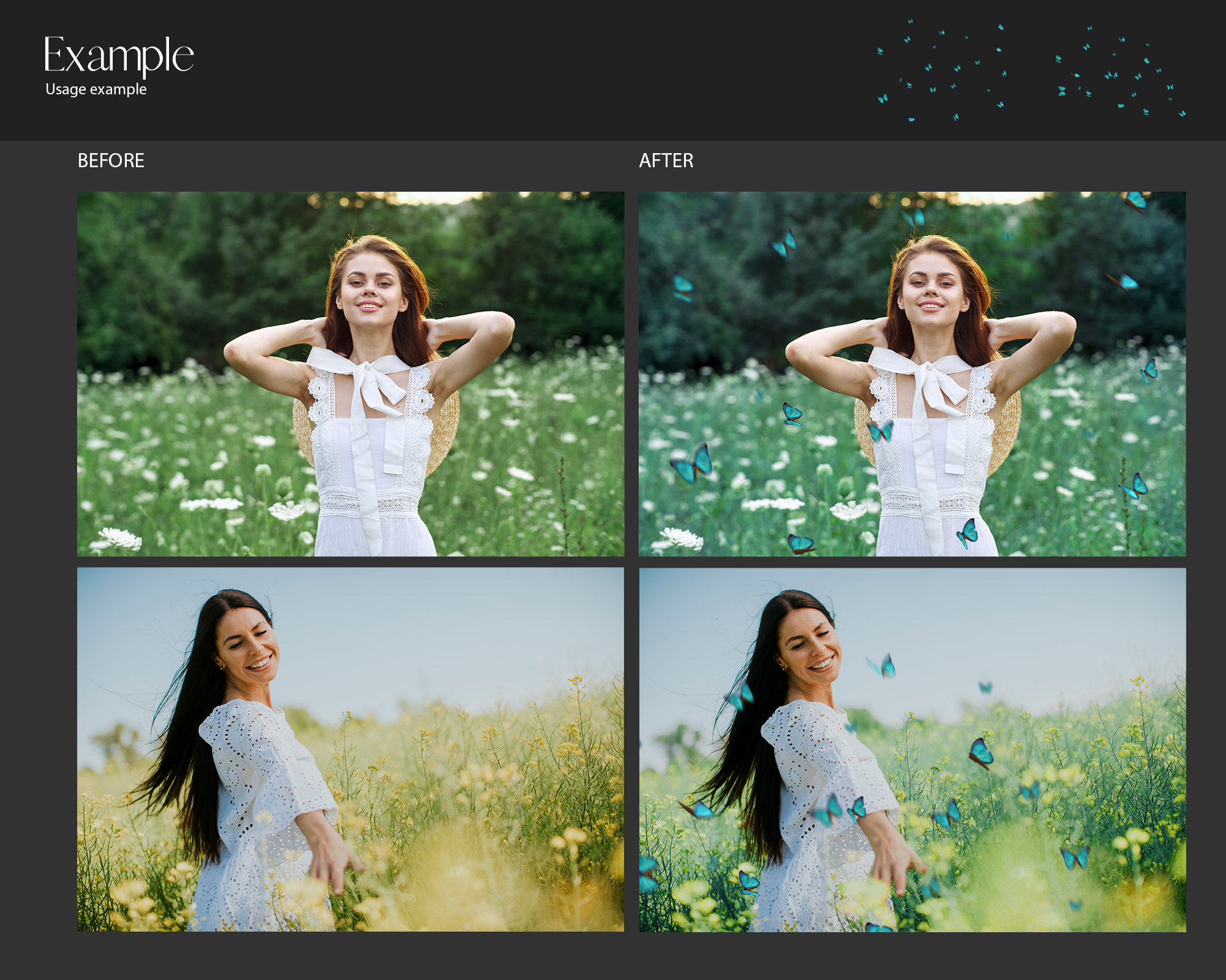 Blue Butterflies Photo Overlays, 30 PNG Files, Flying Butterflies ...