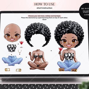 Chibi Party Besties Clipart, Personalized Portrait, Sisters Clipart ...