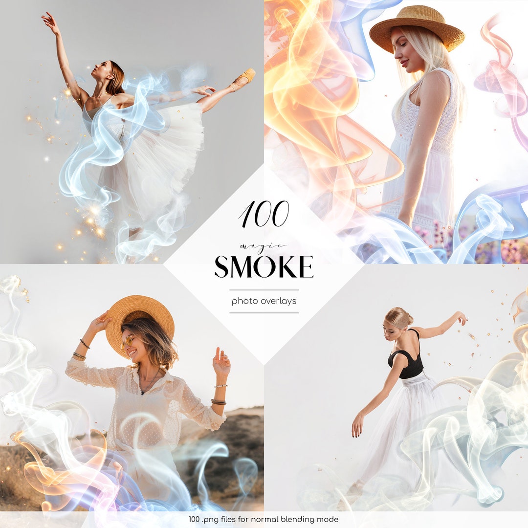 Magic Smoke Photo Overlays, 100 PNG Files, Ethereal Smoke Overlay ...