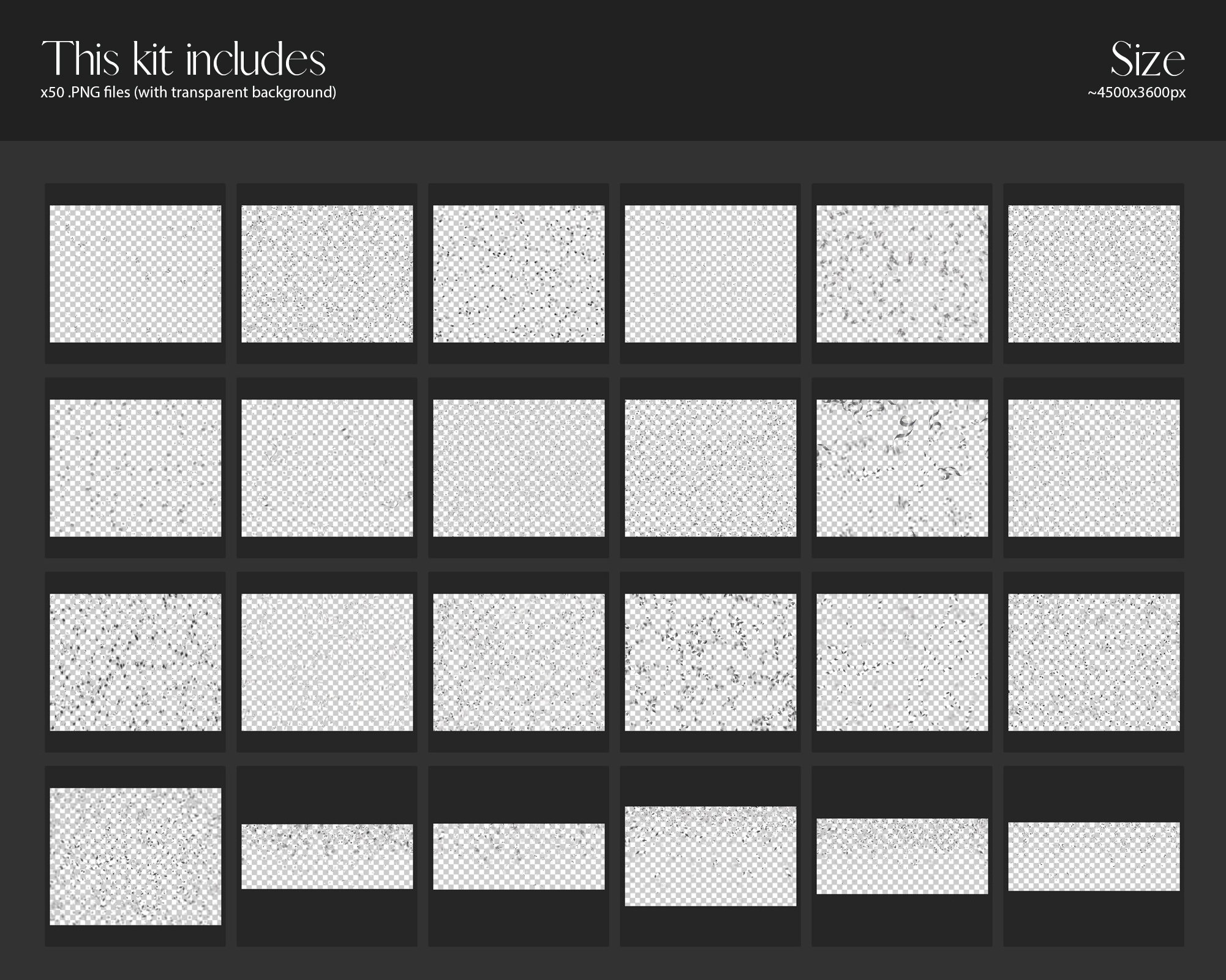 Silver Confetti Overlays, 50 PNG Files, Silver Confetti Clip Art ...