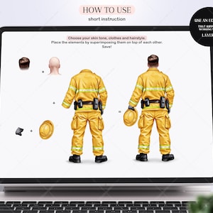 Firefighter Clipart: Custom Uniforms Portrait Maker (digital Download ...