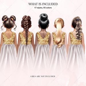 Festive Kids Hairstyles Clipart, Girly Hairstyles Clipart, Girls Hair ...